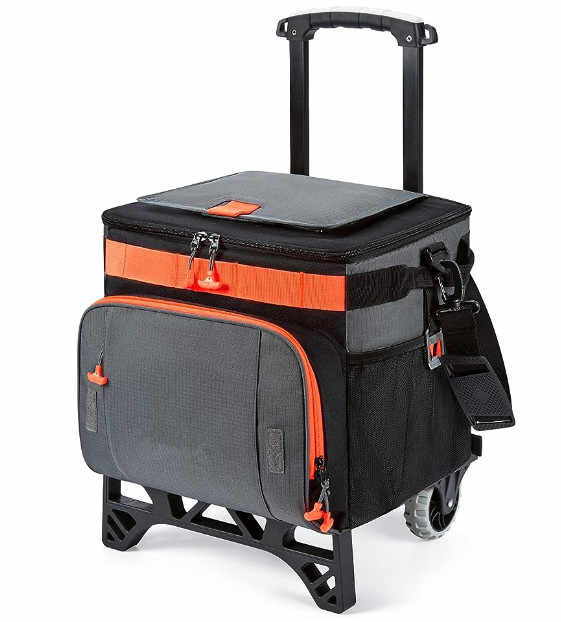 50-Can Collapsible Rolling Cooler Leakproof Insulated Soft Cooler Bag with Wheels and All ...