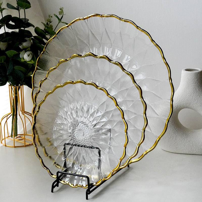 13Inch Floral Shape Design Clear Wedding Charger Plate Glass ...