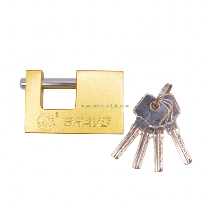 BRAVO Gold Rectangular Iron Padlock with Computer Keys
