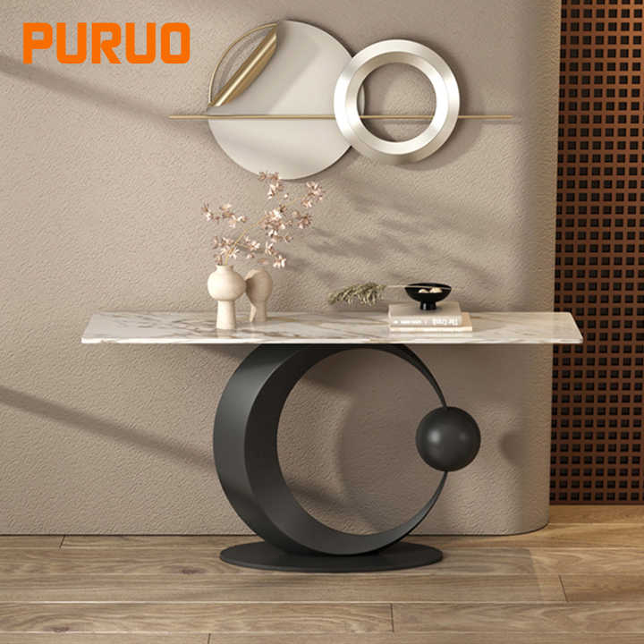 PURUO luxury hallway turkish sliver gold metal console stainless steel ...