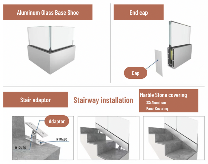U Channel Glass Railing Handrails - Durable & Stylish