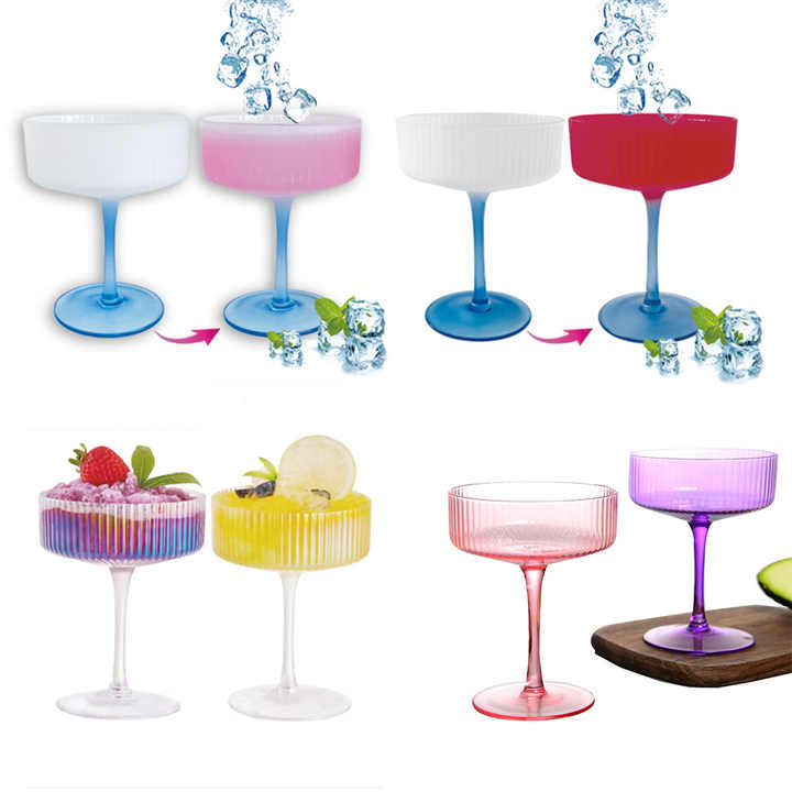 Modern Round Cocktail Glasses Champagne Martini Goblet Cups Plastic ...