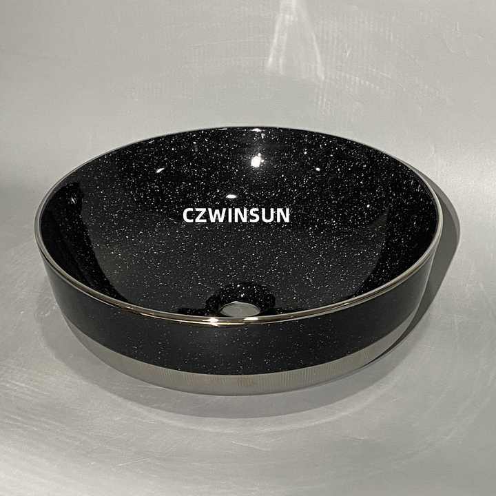 Luxury Round Black Ceramic Basins Bathroom Wash Hand Sink Art Basins ...