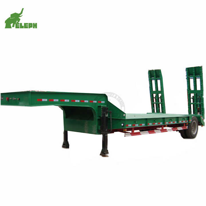 Single Axle 2 Axles Lowbed Semi Truck Trailer Low Loaders Trailer With ...