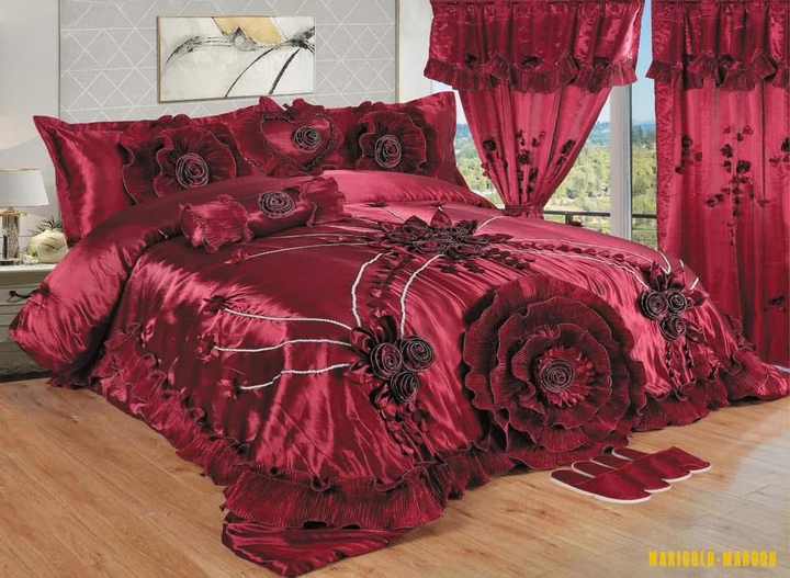 Luxury Comforter Set - 10 Pcs Wedding Bedding with Curtains
