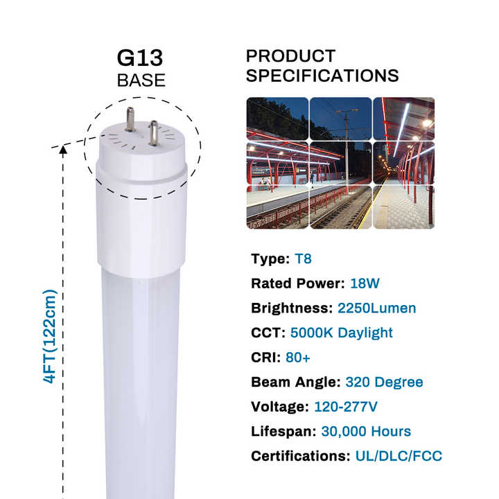 High Power 105lm/w T8 3000K 4000K 6500K 150cm Led Tube Light 4ft Led Light Fixtures Led T8 Tube ...