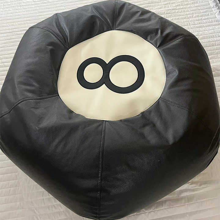 Custom Black 8 Billiards Ball Bean Bag Sofa Faux Leather Wrap Bean Bag ...