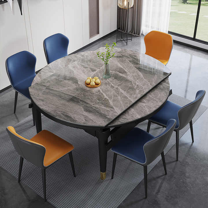 Sintered Stone Folding Modern Luxury Extendable Round Marble Dining ...