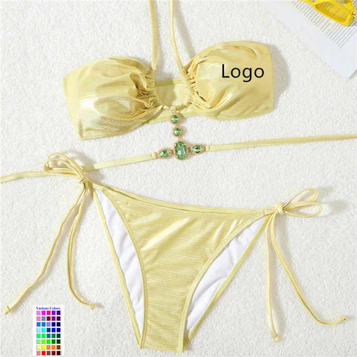 2026 New Designer Gold Bikini Hot Selling Crystal Swimwear Sexy Women's ...