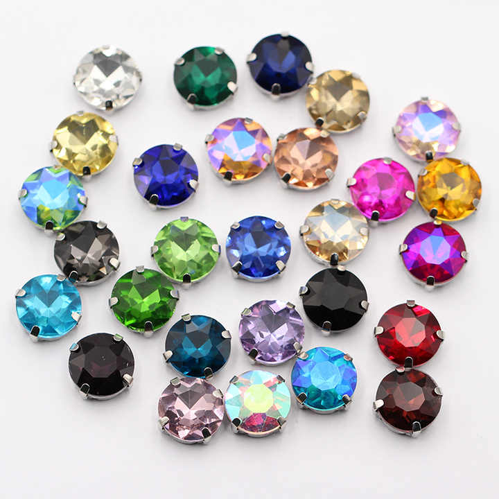High Quality Gemstone Flower Claw Rhinestone Round Shape Rhinestone ...