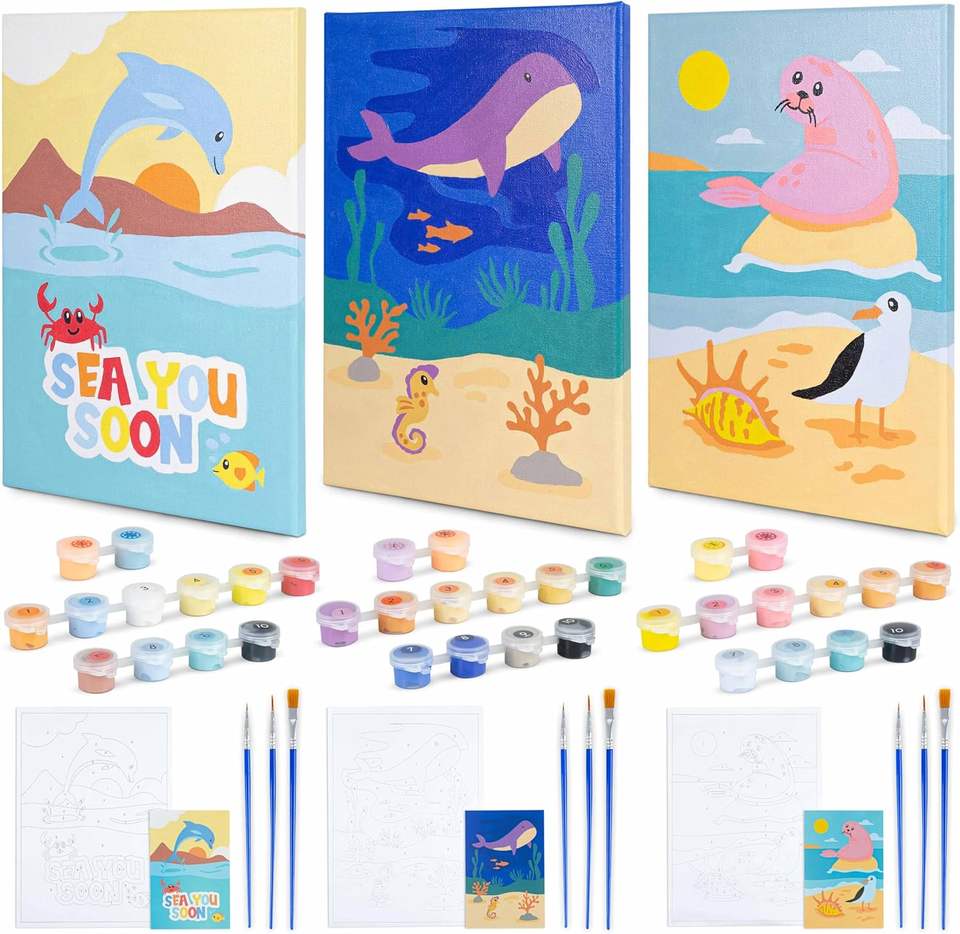 Kids Paint by Number Sea Animals Paint by Numbers for Kids Painting by ...