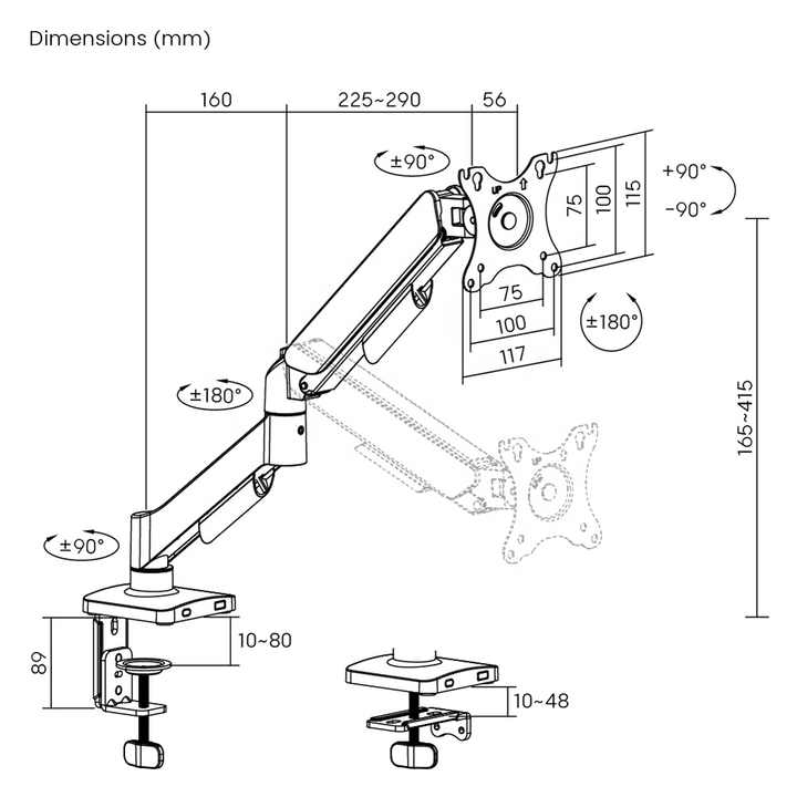 LDT97-C012E Mechanical Spring Monitor Arm - 17"-32" VESA Mount