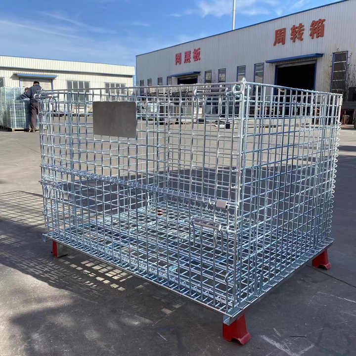 Wire Container Storage cage iron frame with traction and casters The ...