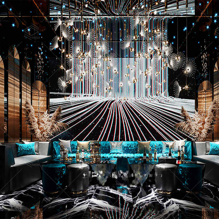Customized Night Club Wallpaper Ceiling Lights 3D Screen Party Club ...