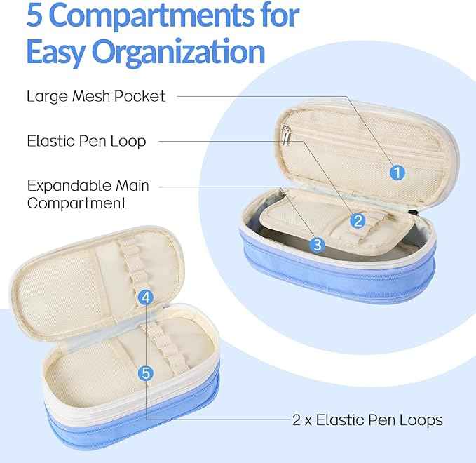 Expandable Pencil Bag Big Capacity WIth Zipper Canvas Pencil Pouch ...