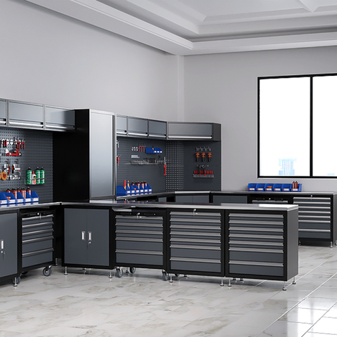 Garage Storage System Customized Red Garage Workshop Workstation ...