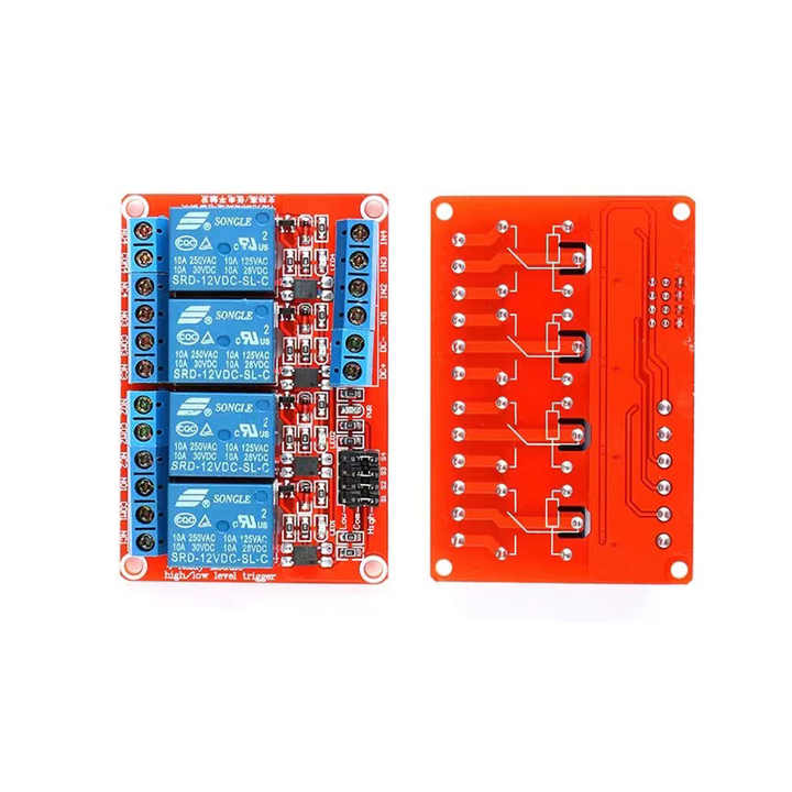 Red board 4-way 5V/12V/24V relay module With optocoupler isolation High ...