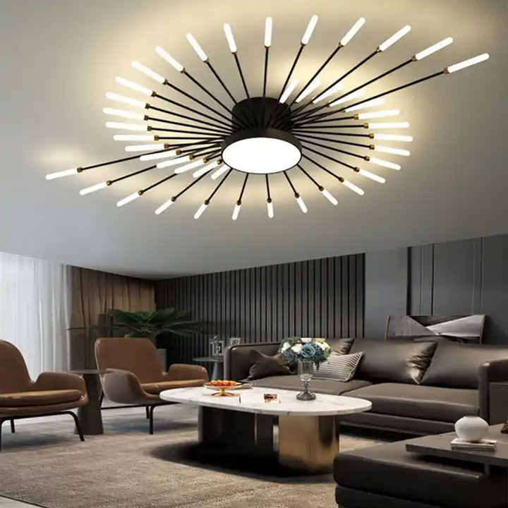 Modern Luxury LED Ceiling Light Simple Creative Circular Arc Fireworks ...