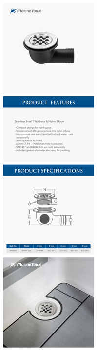 Boat Cockpit Deck Drain Scupper with 90 Degree Nylon Elbow Fitting ...