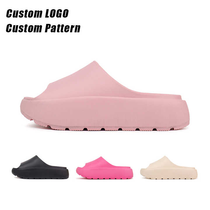 Custom Pink Quick-Drying Cloud Slide Chancletas Women's Open Anti ...