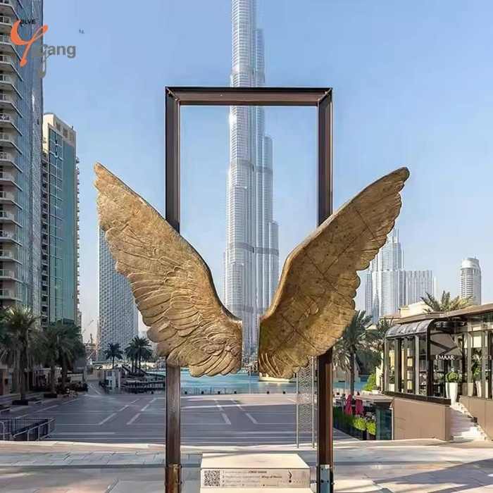 Modern Large Garden Angel Wing Statue Factory Custom Resin Fiberglass ...