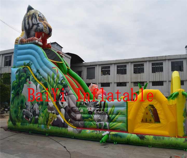 Tiger Style Inflatable Jumping Bouncy Castle Slide Fun