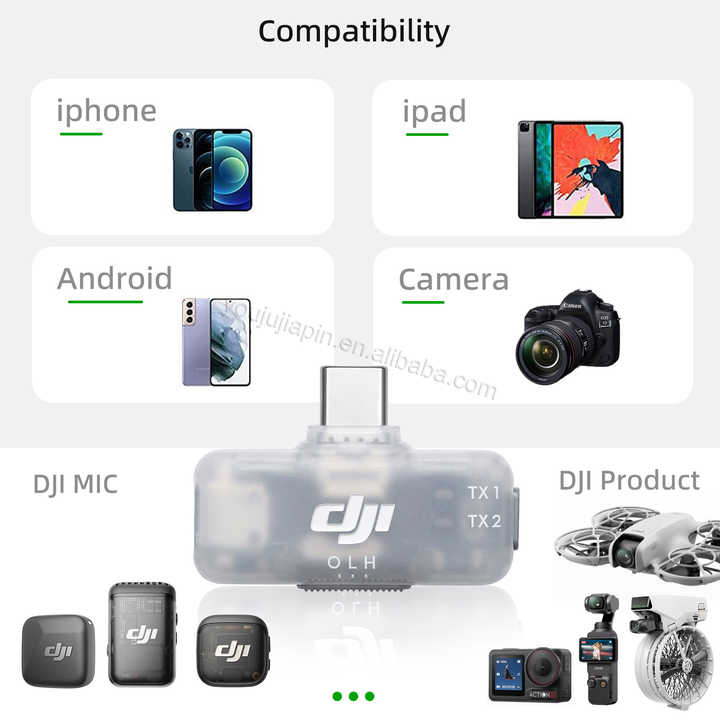 DJI Mic Series Mobile Receiver 10-Hour Operation Wireless Microphone ...