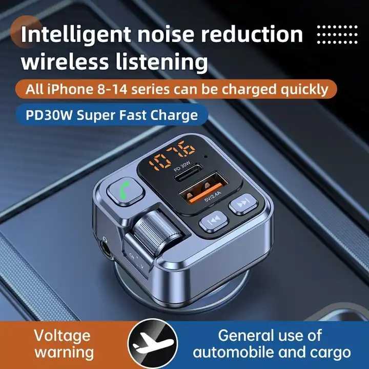 2024 New PD30W Fast Charger Car AUX FM Modulator Handsfree Car MP3 Player Stereo FM Transmitter ...