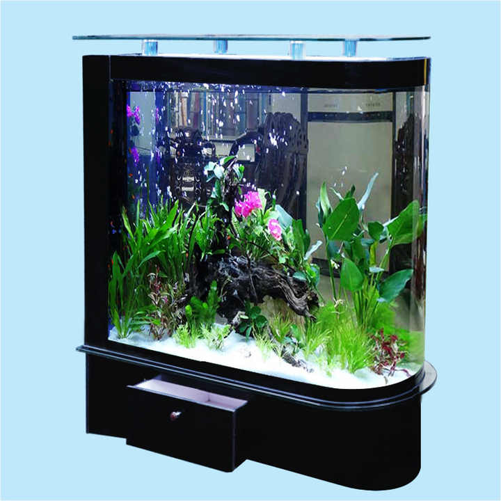 U-shaped Screen Fish tank Ecological Glass Fish tank Aquarium Floor ...