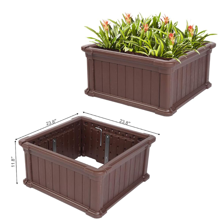 Lightweight Square 1ft Depth Brown Plastic Garden Planter Box| Alibaba.com