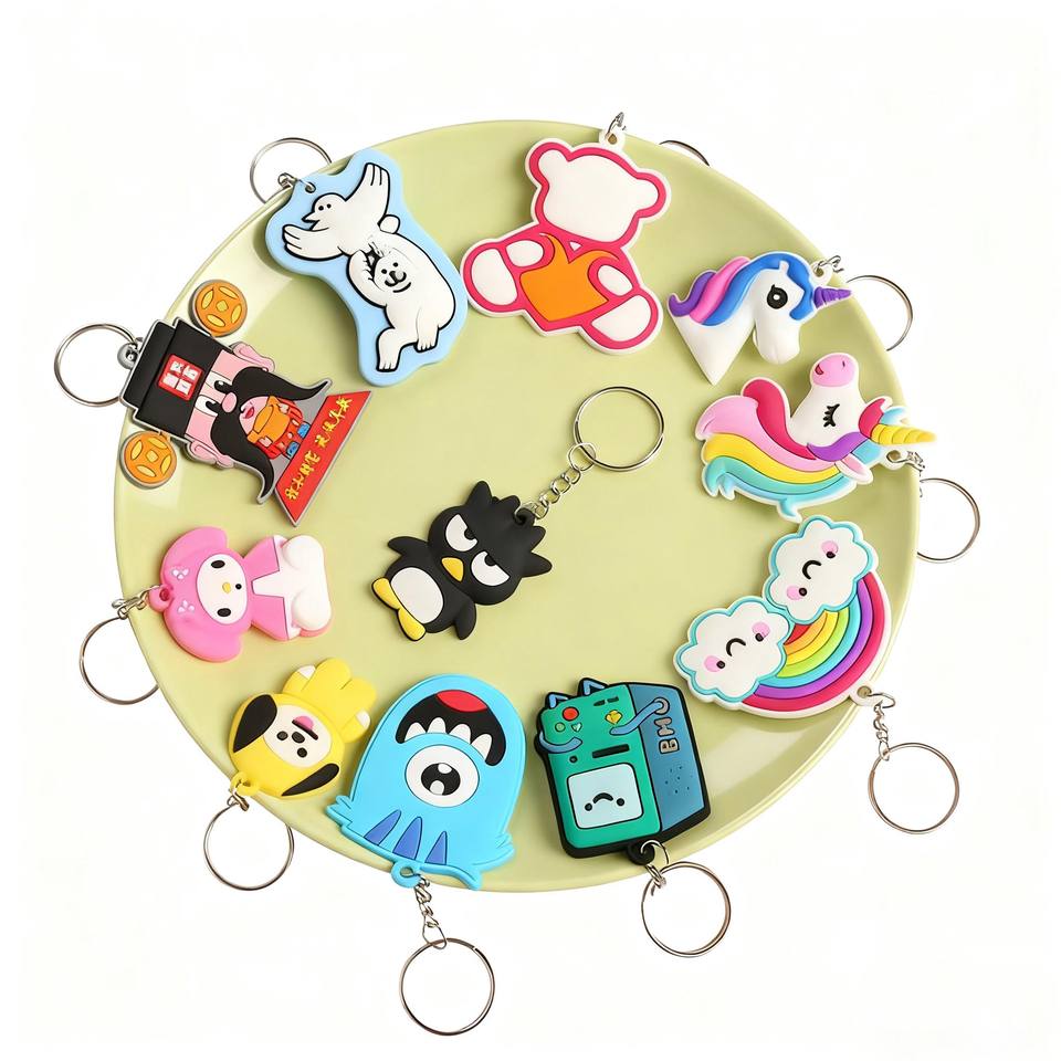 Customized Cartoon PVC Soft Rubber Doll Keychain 3D Stereoscopic Drip ...