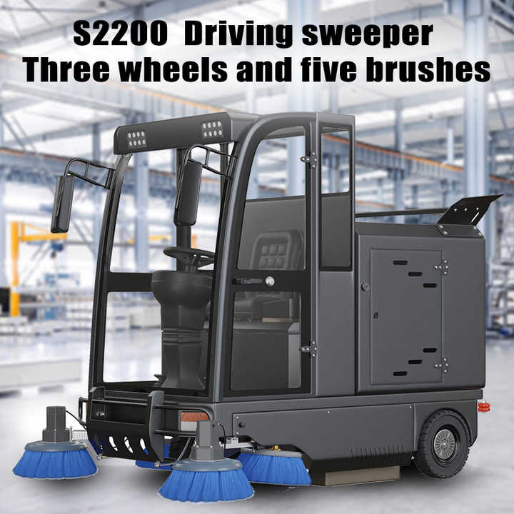 Double Fan Five Brushes Electric Street Sweeper Battery Operated for ...