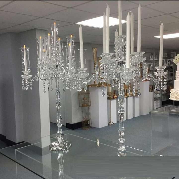 Custom 9 Arms Glass Table Top Candelabra for Weddings