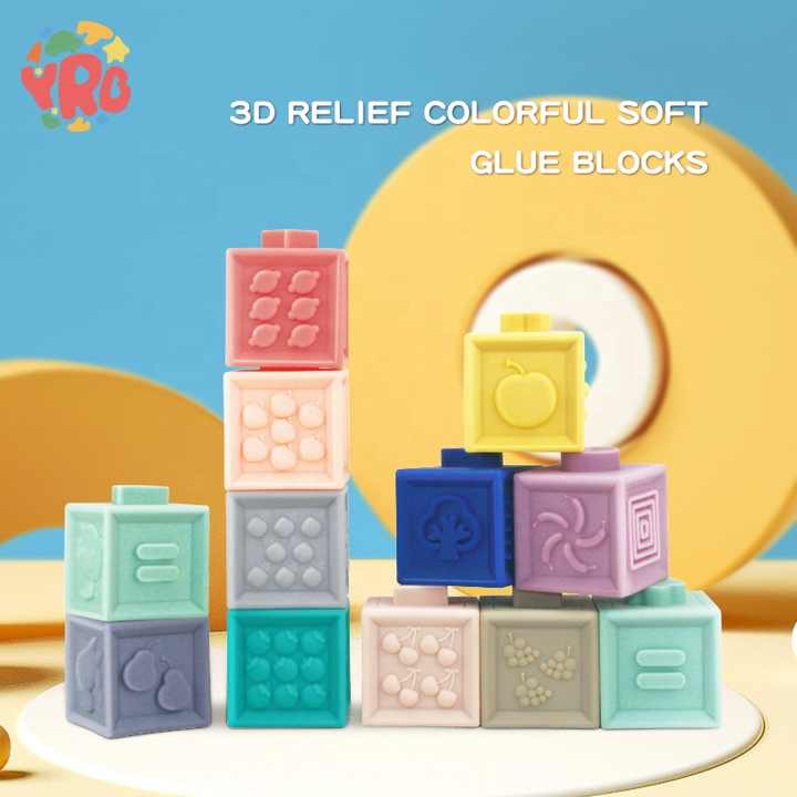 Baby Blocks Soft Rubber Building Blocks Squeeze Water Play With Numbers ...