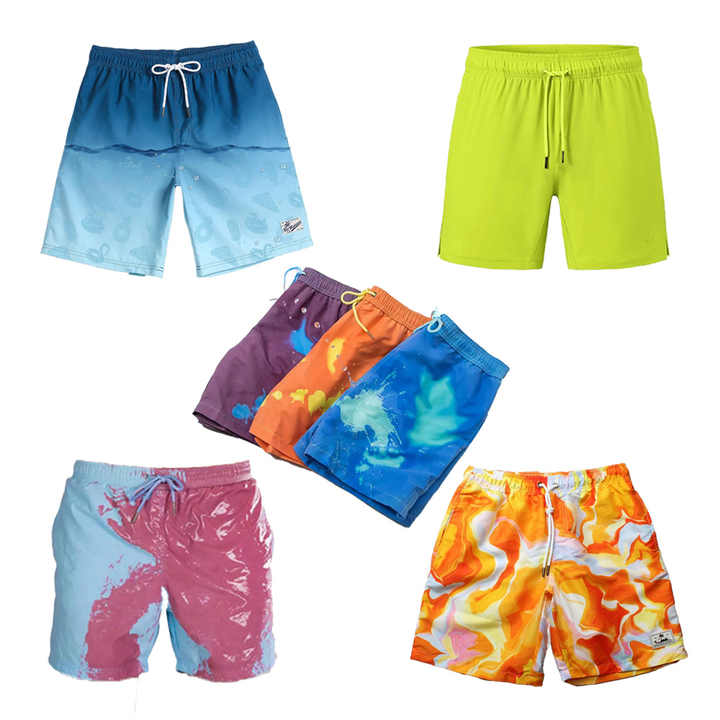 Eco-Friendly Peach Skin Quick-Dry Beach Shorts with Magic Print Water ...