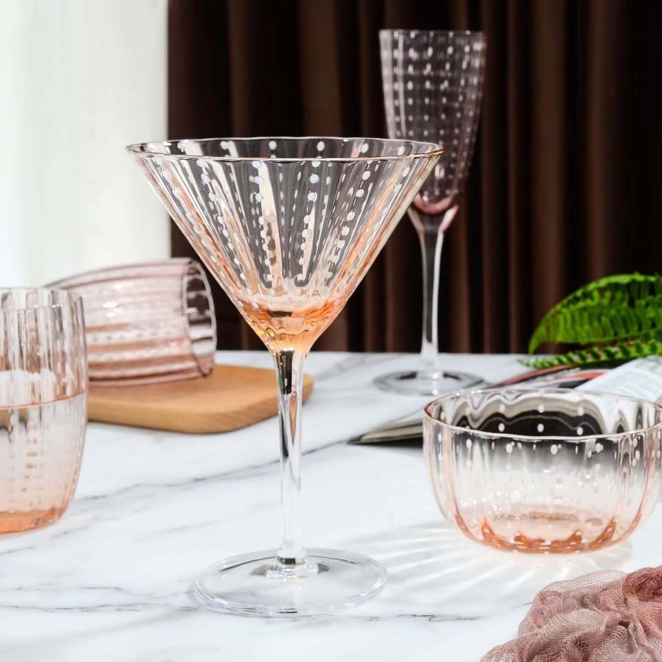 Classic Transparent Design Crystal Pearl Dot Martini Glass Cup Home ...
