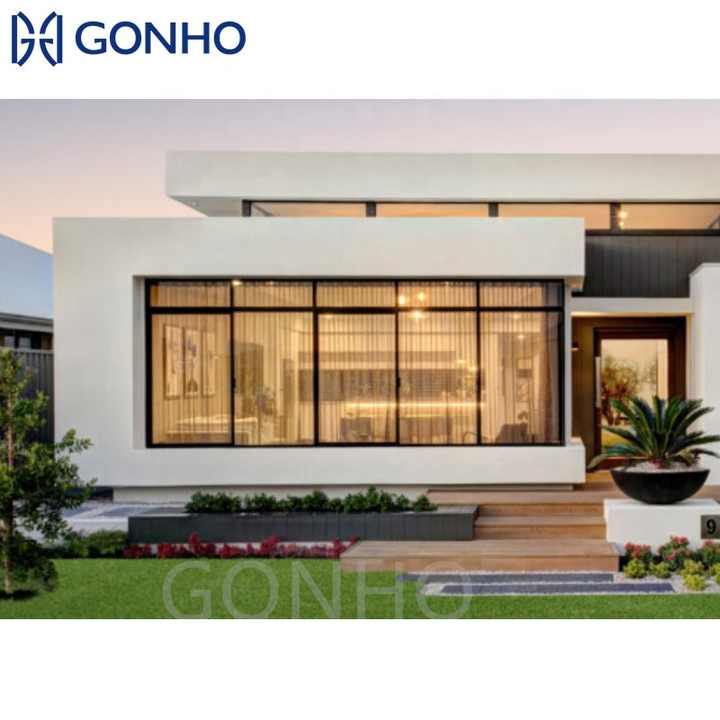GONHO住宅系统斜轨结构防水可定制水平铝滑动门窗户| Alibaba.com