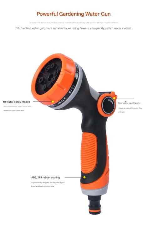 Manual 10 Function Thumb Push Big Head Gun Plastic Shower Sprayer ...