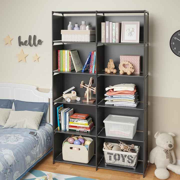 Double Row Book Stackable Storage Rack Shelf - Modern Adjustable ...