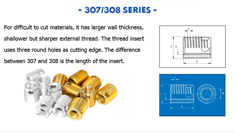 302 Brass Composite Self-Tapping Thread Inserts for Industrial Plastics Products from Xinxiang ...