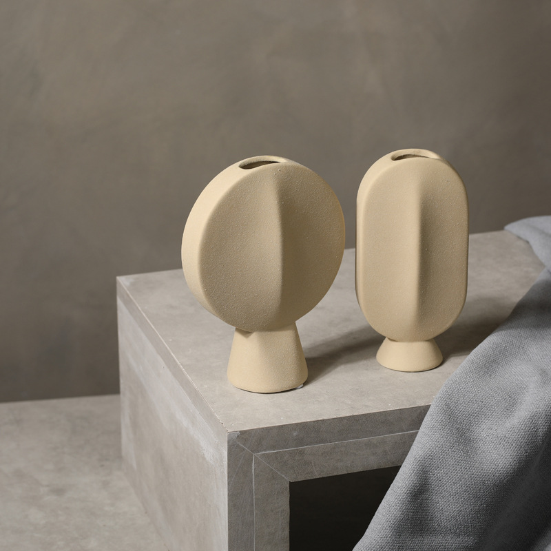 Wabi-sabi Frosted Minimalist Ceramic Tabletop Vase Abstract Face Dried ...