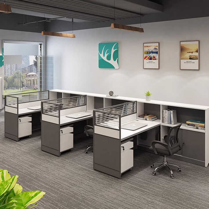 Contemporary Office L Shaped Cubicle Table - Modular Workstation