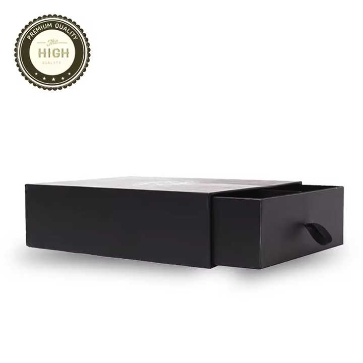 Custom Small Luxury Black Cardboard Paper Box Gift Rectangle Drawer ...
