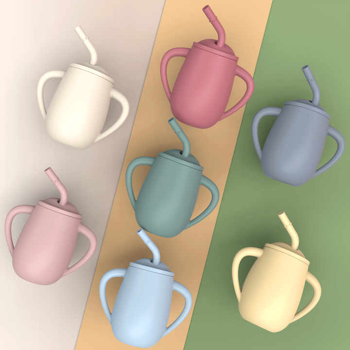 Food Grade Cartoon Baby Cup Silicone Baby Learning Feeding Product ...