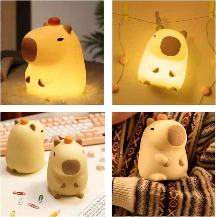 Cute Capybara Table Lamp Animal Silicone Night Lamp Rechargeable ...