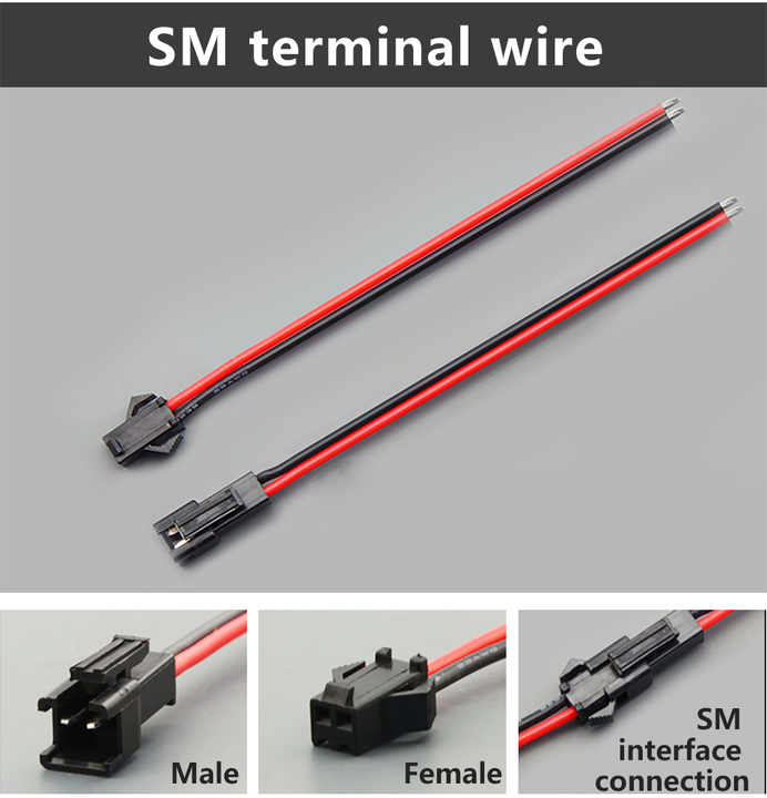 JST SM 2pin Plug Male Female Connector Silicone Cable 22AWG 200mm