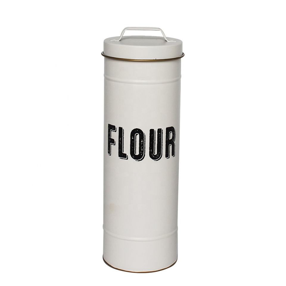 Modern Farmhouse Metal Flour Storage Containers Steel Kitchen Jars Tins ...