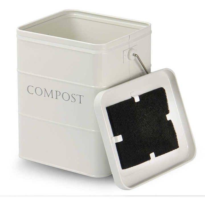 White Compost Pail Metal Kitchen Compost Bin for Kitchen Counter Top ...
