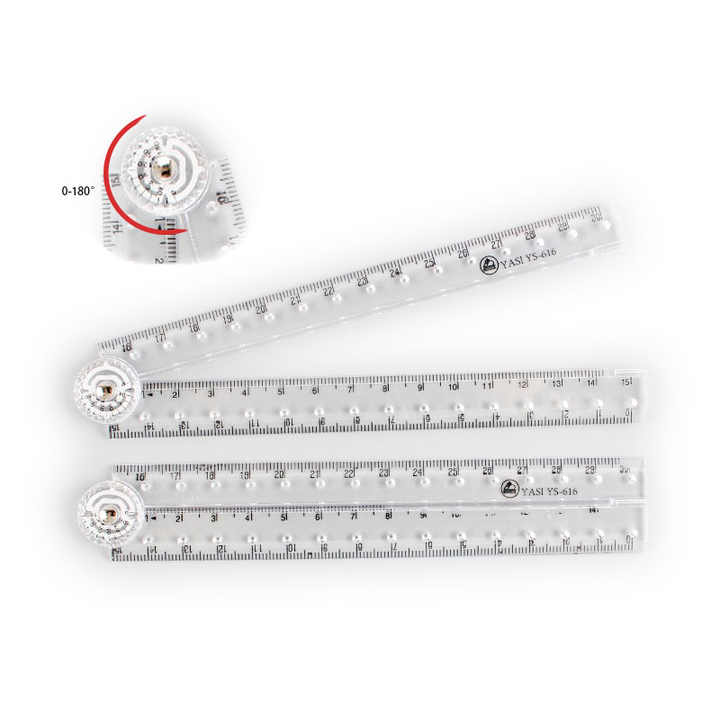 Protractor Measuring Ruler Rotate 180 Degree Clear Plastic folding ...