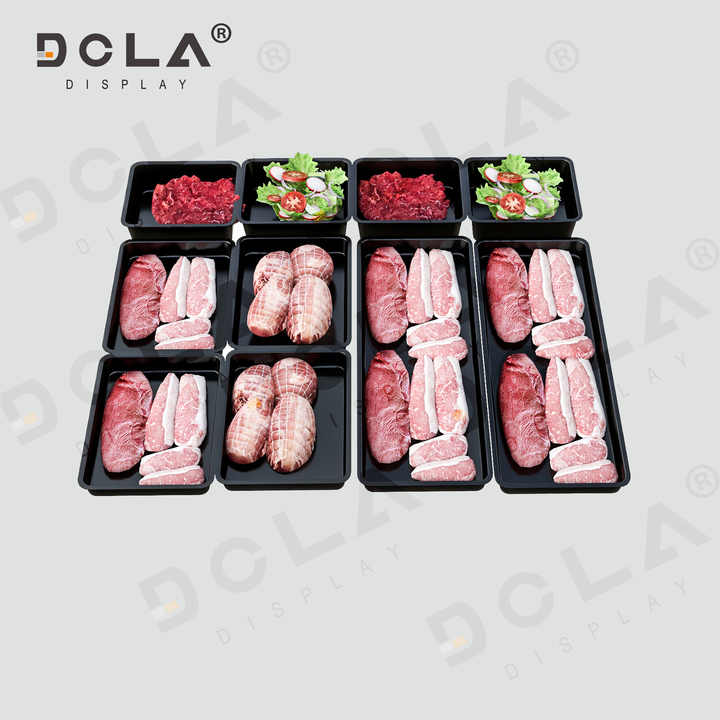 Butcher Display Meat Trays Black for Supermarket Daily Use Durable Easy ...